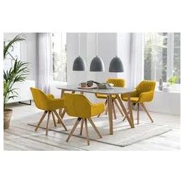 Essgruppe Salesfever "V&auml;xj&ouml; - Elegant gestaltete Sitzgruppe", gelb (gelb,), Sitzm&ouml;bel-Sets, Essgruppe, bestehend aus 4 modernen Polsterst&uuml;hlen und einem 180 cm breiten Tisch