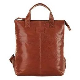 XZONE Cityrucksack X-ZONE, Damen, Gr. B/H/T: 30cm x 27cm x 10cm, onesize, braun (cognac), Leder, Rindsleder, Rucks&auml;cke Cityrucksack, echt Leder