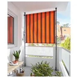 Senkrechtmarkise Konifera "Costa Azul", orange (orange, braun), B:150cm H:225cm, Polyacryl, Markisen, BxH: 150x225 cm, mit Teleskop-Funktion