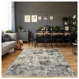 Teppich Sanat "Oasis 1871", grau, B:160cm H:8mm L:230cm, Viskose, Teppiche, Teppich, Wohnzimmer, Kurzflor, Orient Optik