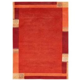 Wollteppich LUXOR living "India" Gr. 31, rot, B:90cm H:20mm L:160cm, Wolle, Teppiche, Designer-Teppich Kn&uuml;pfteppich Schurwollteppich Teppich, reine Wolle, handgekn&uuml;pft, mit Bord&uuml;re, auch als L&auml;ufer