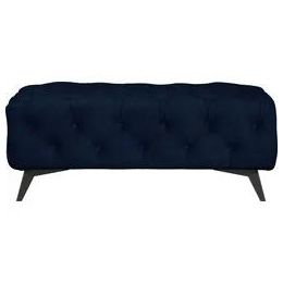 Polsterhocker Home Affaire "Glynis", blau (deep ocean), B:120cm H:45cm T:80cm, Struktur (100% Polyester);Samtoptik (100% Polyester), Hocker, Polsterhocker, aufw&auml;ndige Knopfheftung, moderne Chesterfield Optik, Fu&szlig;farbe w&auml;hlbar