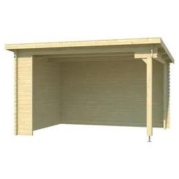 Gartenhaus Lasita Maja "Unterstand/Lounge Buffalo 380", beige (naturbelassen), ohne Dacheindeckung, Massivholz, Gartenh&auml;user, Gartenhaus, Unterstand / Lounge 28mm