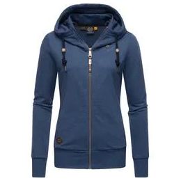 Kapuzensweatjacke Ragwear "Paya Intl.", Damen, Gr. XL (42), blau (navy), Material: 50% Baumwolle, 50% Polyester, tailliert h&uuml;ftbedeckend, hoch geschlossener Ausschnitt, eng Rippb&uuml;ndchen, Sweatjacken, sportlicher Damen Kapuzensweater mit Kordeln