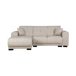 Ecksofa Home Affaire "Langeland L-Form", beige (creme), B:234cm H:85cm T:163cm, 100% Polyester, Sofas, Ecksofa, incl. 2 Zierkissen, Recamiere wahlweise links oder rechts