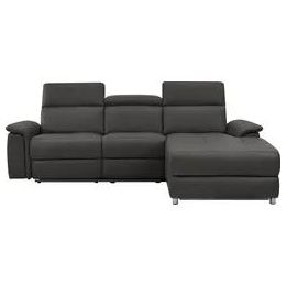 Ecksofa Home Affaire "Pareli, L-Form, 259cm,m. Recamiere, Echtleder, Kunstleder, Webstoff", braun, B:259cm H:98cm T:163cm, Sofas, Ecksofa, man. o. elektr. Relaxfunktion, USB/Kopfteilverstellg u. LED