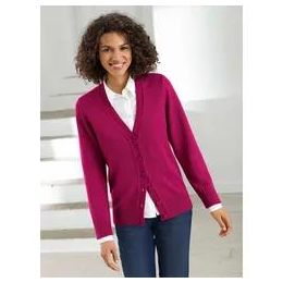 Strickjacke Casual Looks, Damen, Gr. 38, pink (fuchsia), 50% Baumwolle, 50% Polyacryl, unifarben, figurumspielend, Strickjacken Strickjacke