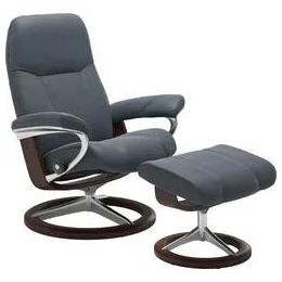 Relaxsessel stressless "Consul", blau (atlantic blau batick), B:91cm H:102cm T:79cm, Leder BATICK: BATICK ist ein leicht korrigiertes, durchgef&auml;rbtes und genarbtes M&ouml;belleder, bei dem die meisten Unebenheiten und Spuren in der Regel entfernt wurden.;Leder PALOMA: PALOMA ist ein durchgef&auml;rbtes Semianilin-M&ouml;belleder mit nat&uuml;rlicher Narbung.;ROHLEDER Stoff Q2 FARON: Ein fester zuverl&auml;ssiger Boucl&eacute; mi