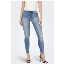 Ankle-Jeans Only "ONLBLUSH &ndash; Ankle-Jeans mit Destroyed Look f&uuml;r trendige Outfits", Damen, Gr. XS (34), L&auml;nge 32, blau (light blau denim), Denim/Jeans, Obermaterial: 94% Baumwolle, 4% Polyester, 2% Elasthan, Abriebeffekte, skinny fit, Jeans, Abriebeffekte, modisch, skinny fit, Rundhals, regular fit