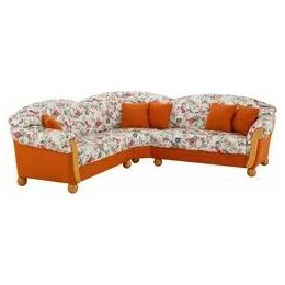 Ecksofa Home Affaire "Milano, bequem mit Federkern, B/T/H 233/233/83cm, Landhausstil, L-Form", bunt (terrakotta, gebl&uuml;mt), B:233cm H:83cm T:233cm, Sofas, Ecksofa, gleichschenklig