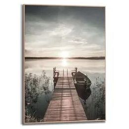 Wandbild Reinders "Slim Frame Wood 50x70 Scandic Jetty", blau (farbe bild(er): blau), B:50cm H:70cm T:2cm, MDF, Bilder