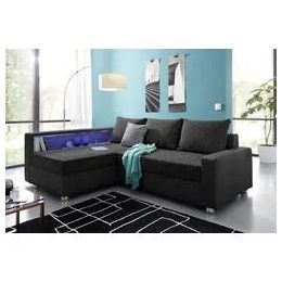 Ecksofa Collection AB "Relax L-Form", schwarz (schwarz, schwarz), B:223cm H:84cm T:91cm, Zierkissen: 100%Polyester;Struktur (100% Polyester);Microfaser PRIMABELLE (100% Polyester);Kunstleder SOFTLUX / Struktur (80% Polyester, 20% Acryl);Microfaser PRIMABELLE (100% Polyester) / Struktur (80% Polyester, 20% Acryl), Sofas, Ecksofa, inklusive Bettfunktion, Federkern, wahlweise mit RGB-LED-Beleuchtung