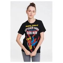 T-Shirt logoshirt "Marvel Comics", Damen, Gr. L, bunt (schwarz, mehrfarbig), 100% Baumwolle, bedruckt, normal, Rundhals, Shirts T-Shirt, mit lizenziertem Design
