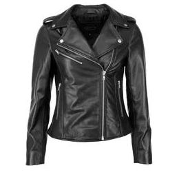 Bikerjacke JCC "31020356", Damen, Gr. XS, schwarz, Obermaterial: 100% Leder Lamm; Futter: 100% Polyester; &Auml;rmelfutter: 100% Polyester, Jacken