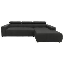 Ecksofa DOMO collection "Brandon gro&szlig;e Ausf&uuml;hrung B/T/H: 289/177/80 cm, auch in Leder und Cord", schwarz, B:285cm H:80cm T:175cm, Luxus-Microfaser in Antikleder-Optik (100% Polyester);Luxus-Microfaser (100% Polyester);Kunstleder SOFTLUX, Sofas, Ecksofa, mit Kopfteilverstellung, wahlweise Sitztiefenverstellung, L-Form
