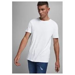 Jack & Jones Rundhalsshirt JACK & JONES "JJEORGANIC BASIC TEE SS O-NECK NOOS", Herren, Gr. L, wei&szlig;, Single Jersey, Obermaterial: 100% Baumwolle, unifarben, schmal normal, Rundhals, gerader Abschluss, Shirts Rundhalsshirt
