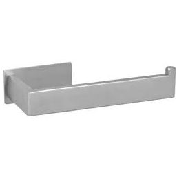 Toilettenpapierhalter Wenko "Turbo-Loc Genova", silber (silberfarben), B:15,3cm H:4,4cm L:7,6cm, Edelstahl, Toilettenpapierhalter, Matt, Befestigen ohne Bohren