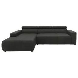 Ecksofa DOMO collection "Brandon gro&szlig;e Ausf&uuml;hrung B/T/H: 289/177/80 cm, auch in Leder und Cord", schwarz, B:285cm H:80cm T:175cm, Luxus-Microfaser in Antikleder-Optik (100% Polyester);Luxus-Microfaser (100% Polyester);Kunstleder SOFTLUX, Sofas, Ecksofa, mit Kopfteilverstellung, wahlweise Sitztiefenverstellung, L-Form