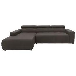 Ecksofa DOMO collection "Brandon gro&szlig;e Ausf&uuml;hrung B/T/H: 289/177/80 cm, auch in Leder und Cord", braun, B:285cm H:80cm T:175cm, Luxus-Microfaser in Antikleder-Optik (100% Polyester);Luxus-Microfaser (100% Polyester);Kunstleder SOFTLUX, Sofas, Ecksofa, mit Kopfteilverstellung, wahlweise Sitztiefenverstellung, L-Form