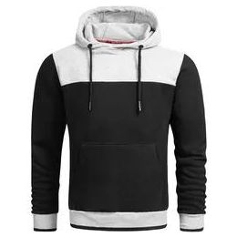 Kapuzenpullover Alessandro Salvarini "ASLerio", Herren, Gr. M, grau (hellgrau, schwarz), Obermaterial: 65% Baumwolle, 35% Polyester, Pullover Sweatshirt Hoodie, mit gro&szlig;er Kapuze, mit Kapuze