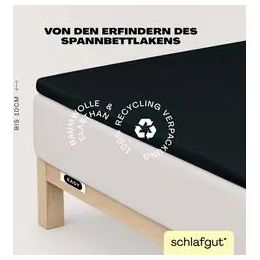 Spannbettlaken Schlafgut "EASY Jersey Elasthan Topper", schwarz (off, schwarz), 1 Stk., Jersey, 90-100x200-220 10cm, Jersey, Obermaterial: 95% Baumwolle, 5% Elasthan, Bettlaken, Spannbettlaken, MADE IN GREEN by OEKO-TEX