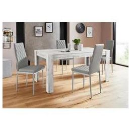 Essgruppe OTTO HOME "Lynn160/Brooke", grau (antikwei&szlig;, grau), B:160cm, Sitzm&ouml;bel-Sets, Essgruppe, Tisch mit 4 St&uuml;hlen