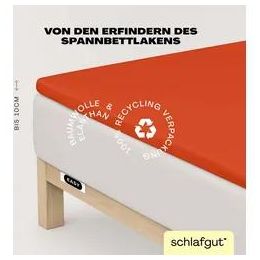 Spannbettlaken Schlafgut "EASY Jersey Elasthan Topper", rot (rot mid), 1 Stk., Jersey, 120-130x200-220 10cm, Jersey, Obermaterial: 95% Baumwolle, 5% Elasthan, Bettlaken, Spannbettlaken, MADE IN GREEN by OEKO-TEX