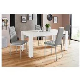 Essgruppe OTTO HOME "Lynn160/Brooke", wei&szlig; (wei&szlig;, grau), B:160cm, Sitzm&ouml;bel-Sets, Essgruppe, Tisch mit 4 St&uuml;hlen