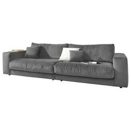 Big-Sofa 3C Candy "Enisa II", grau (platin), B:290cm H:86cm T:127cm, 100% Polyester, Sofas, Big-Sofa, incl. 1 Flatterkissen, Wahlweise mit Flecken-Schutz-Bezug Easy care