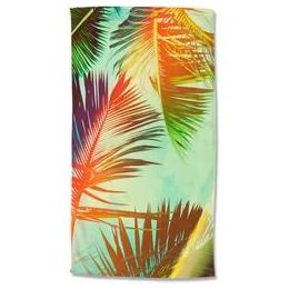 Strandtuch Good Morning "Palms", gr&uuml;n, B:100cm L:180cm, Microfaser, Obermaterial: 100% Polyester, Handt&uuml;cher, Mikrofaser, 100x180, Schnelltrocknend, Sommer, Strand, Erwachsene