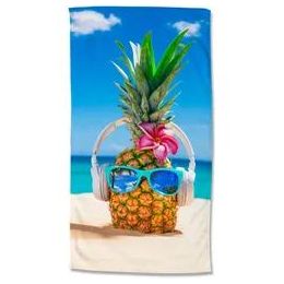 Strandtuch Good Morning "Pineapple", bunt (multi), B:100cm L:180cm, Microfaser, Obermaterial: 100% Polyester, Handt&uuml;cher, Mikrofaser, 100x180, Schnelltrocknend, Sommer, Strand, Erwachsene