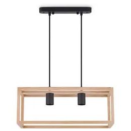 Paco Home Pendelleuchte "BJ&Ouml;RN", schwarz, H: 19cm, Leuchten, LED Pendellampe Wohnzimmer Esszimmer Modern Holz Zweiflammig E27, Pendelleuchte