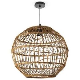 Paco Home Pendelleuchte "MAITE", braun, &Oslash; 40cm H: 39cm, Leuchten, Rattan H&auml;ngeleuchte Korblampe Rund E27 Boho Stil Modern Wohnzimmer, Pendelleuchte