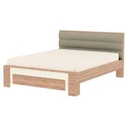 Bettgestell OTTO HOME "Gala, 160 oder 180x200cm Liegefl&auml;che, FSC-zertifiziert", beige (beige, pacific walnut, beige), B:166cm H:223cm, 100% PES, Betten, Bettgestell, bequem gepolstertes Kopfteil, bezogen mit Samtvelours