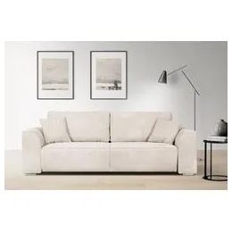 3-Sitzer Inosign "BEATRICE, B: 250 cm - wahlweise mit Bettfunktion", beige (creme), B:250cm H:92cm T:107cm, 100% Polyester, Sofas, u. Bettkasten, incl. 2 Zierkissen