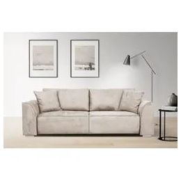 3-Sitzer Inosign "BEATRICE, B: 250 cm - wahlweise mit Bettfunktion", beige (creme), B:250cm H:92cm T:107cm, 100% Polyester, Sofas, u. Bettkasten, incl. 2 Zierkissen