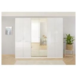 Dreht&uuml;renschrank Rauch "Kleiderschrank Schrank Garderobe Ankleide KOLUNA mit Hochglanz-Front", wei&szlig; (alpinwei&szlig;, hochglanz wei&szlig;), B:271cm H:210cm T:54cm, Holzwerkstoff, Schr&auml;nke, Dreht&uuml;renschrank, mit Spiegel, inkl. 2 Innenschubladen sowie extra B&ouml;den MADE IN GERMANY