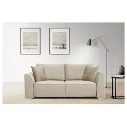 2-Sitzer Inosign "BEATRICE, erh&auml;ltlich in trendigen Stoffoptionen, B/T/H: 143/73/92 cm", beige (creme), B:195cm H:92cm T:107cm, 100% Polyester, Sofas, In hochwertiger Verarbeitung, incl. 2 gro&szlig;en Zierkissen in Korpusfarbe