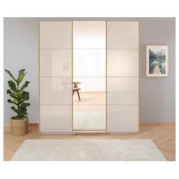 Schwebet&uuml;renschrank Rauch "Kleiderschrank Schrank Garderobe KOLUNA mit Glast&uuml;ren und Spiegel", beige (eiche artisan, glas beige (champagner)), B:203cm H:229cm T:62cm, Holzwerkstoff, Schr&auml;nke, Schwebet&uuml;renschrank, Breiten 203/271/315/360 cm H&ouml;hen 210/229 cm MADE IN GERMANY