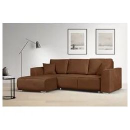 Ecksofa OTTO HOME "BEATRICE optionale Schlafsofa mit Bettkasten, B/T/H: 265/170/86 cm", braun (cognac), B:265cm H:86cm T:170cm, 100% Polyester, Sofas, Ecksofa, L-Form, wahlweise auch mit Bettfunktion und Bettkasten