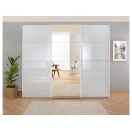 Schwebet&uuml;renschrank Rauch "Kleiderschrank Schrank Garderobe KOLUNA mit Glast&uuml;ren und Spiegel", wei&szlig; (alpinwei&szlig;, glas kristallwei&szlig;), B:271cm H:229cm T:62cm, Holzwerkstoff, Schr&auml;nke, Schwebet&uuml;renschrank, Breiten 203/271/315/360 cm H&ouml;hen 210/229 cm MADE IN GERMANY