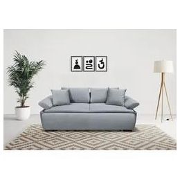 Schlafsofa Home Affaire "Romeo, B: 224 cm, Liegefl. 152x200 cm", grau (anthrazit), B:224cm H:48cm T:104cm, 100%Polyester, Sofas, Schlafsofa, Bettfunktion, Bettkasten, Armteilverstellung & 2 Zierkissen, Boxspring