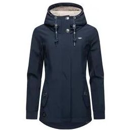 Softshelljacke Ragwear "Monadde Softshell", Damen, Gr. XL (42), blau (navy), Obermaterial: 97% Polyester, 3% Elasthan. Innenfutter: 100% Polyester, figurumspielend Po-bedeckend, verstellbar ohne B&uuml;ndchen mit Druckknopf, Jacken Softshelljacke, Praktische wasserabweisende Softshell Damenjacke
