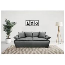 Schlafsofa Home Affaire "Romeo, B: 224 cm, Liegefl. 152x200 cm", schwarz, B:224cm H:48cm T:104cm, 100%Polyester, Sofas, Schlafsofa, Bettfunktion, Bettkasten, Armteilverstellung & 2 Zierkissen, Boxspring