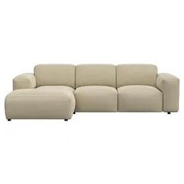 Ecksofa FLEXLUX "Lucera Chaislongue rechts oder links, L-Form, bequem", beige (sandy beige), B:251cm H:73cm T:171cm, 100% Polyester, Sofas, Ecksofa, modern & anschmiegsam, Kaltschaum, Stahl-Wellenunterfederung