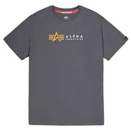 T-Shirt Alpha Industries "Alpha Label T-Shirt", Herren, Gr. M, grau (grauschwarz), Obermaterial: 100% Baumwolle, Shirts T-Shirt