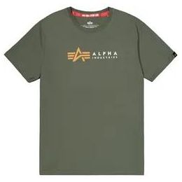 T-Shirt Alpha Industries "Alpha Label T-Shirt", Herren, Gr. L, gr&uuml;n (schwarz olive), Obermaterial: 100% Baumwolle, Shirts T-Shirt
