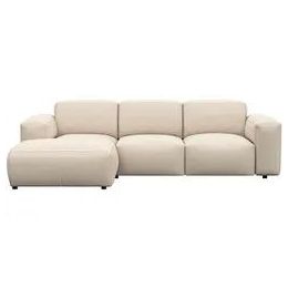 Ecksofa FLEXLUX "Lucera Chaislongue rechts oder links, L-Form, bequem", wei&szlig; (warm wei&szlig;), B:251cm H:73cm T:171cm, 100% Echteder, Sofas, Ecksofa, modern & anschmiegsam, Kaltschaum, Stahl-Wellenunterfederung