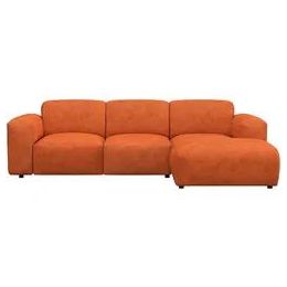 Ecksofa FLEXLUX "Lucera Chaislongue rechts oder links, L-Form, bequem", orange (burned orange), B:251cm H:73cm T:171cm, 85% Polyester/15%Polyamide, Sofas, Ecksofa, modern & anschmiegsam, Kaltschaum, Stahl-Wellenunterfederung