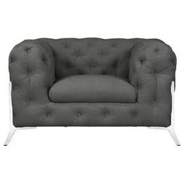 Chesterfield-Sessel Home Affaire "Amaury Sessel", grau, B:125cm H:75cm T:97cm, Struktur (100% Polyester9;Samtoptik (100% Polyester), Sessel, aufw&auml;ndige Knopfheftung, moderne Chesterfield Optik, Fu&szlig;farbe w&auml;hlbar